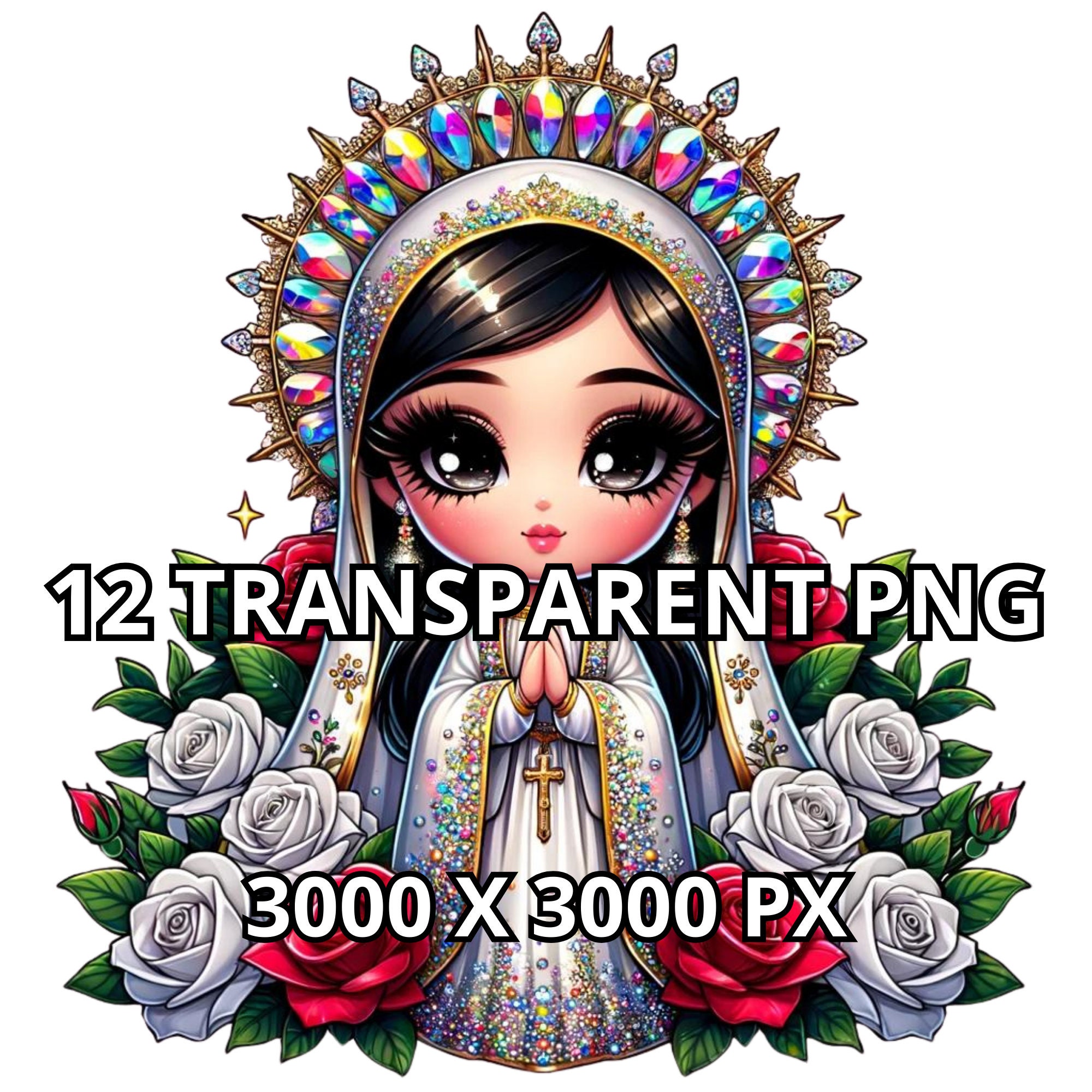 Chibi Cute Diamond Our Lady, 12 Png, Virgin Mary Png, Mother of God ...