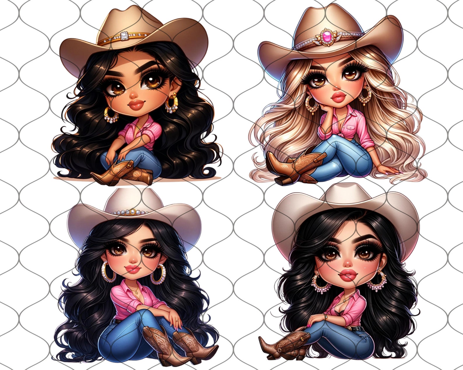 Chibi Latina Cowgirl, 26 Png, Western Girl Png, Cowgirl Png,country ...