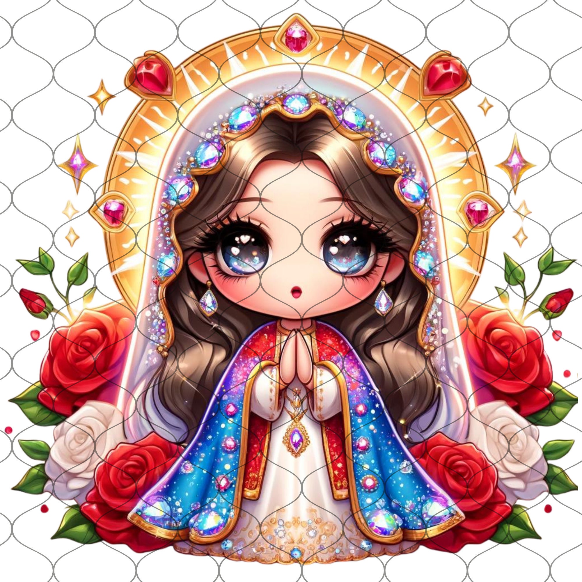 Chibi Cute Diamond Our Lady, 12 Png, Virgin Mary Png, Mother of God ...