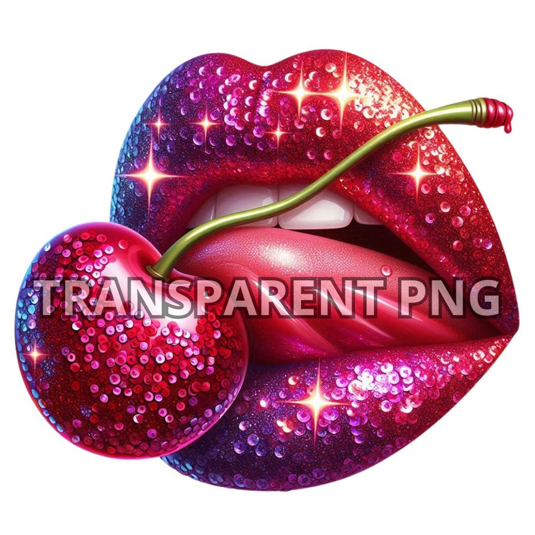 Sequined Lips Png, TRANSPARENT PNG, Sublimation Lips, Cherries Png ...