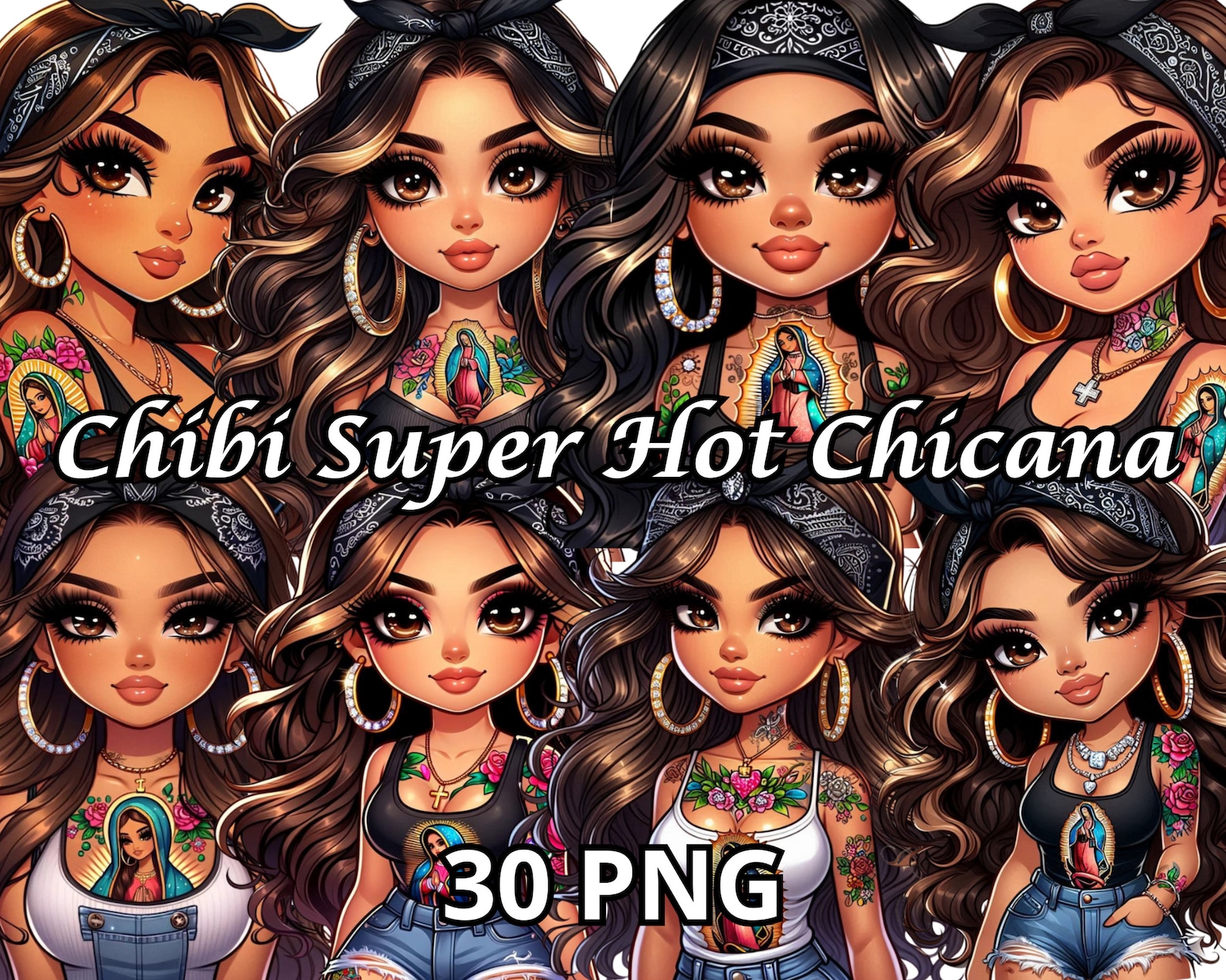 Chibi Super Hot Chicana, 30 PNG, Chicana Clipart, Chibi Dolls Png ...