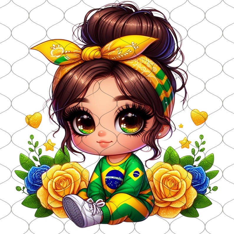 Chibi Cute Brazilian Baby Girl Png, 20 PNG, Brazil Clipart, Chibi Girl ...
