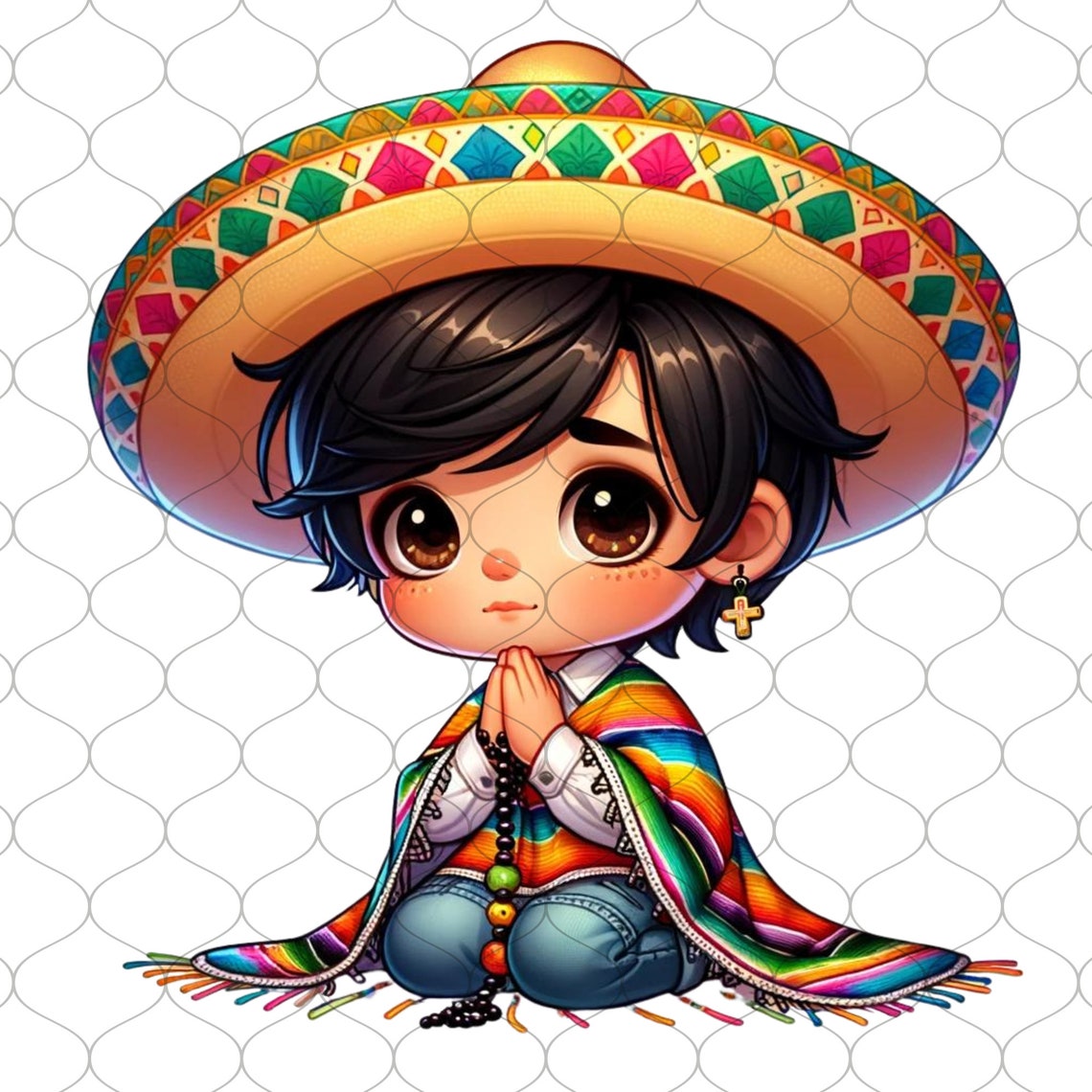 Super Cute Chibi Mexican Boy Clipart, 12 PNG, Mexico Cliparts, Latino ...