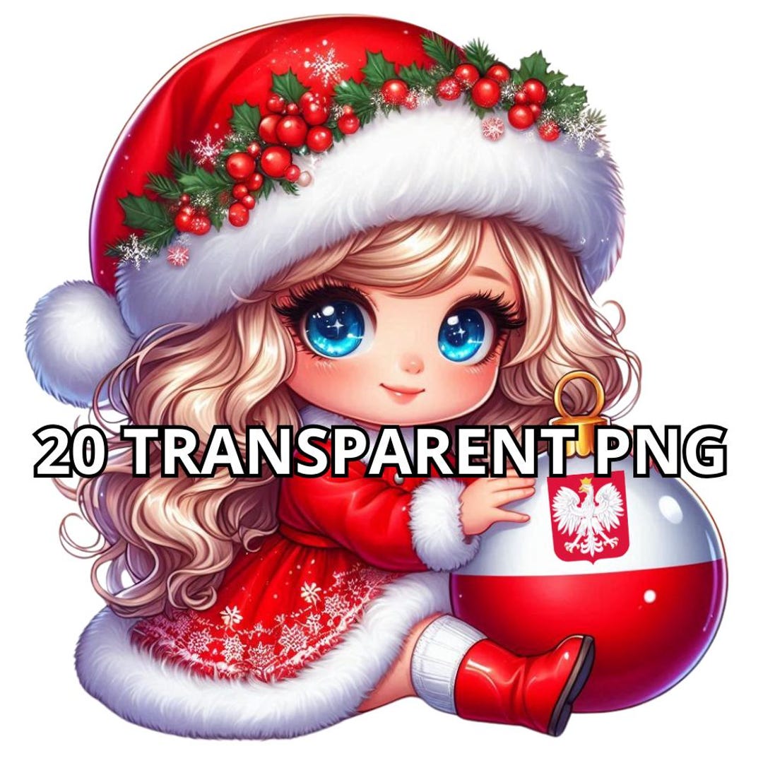 Chibi Cute Polish Blonde Christmas Baby Girl Clipart, 20 PNG, Polish ...