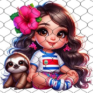 Chibi Cute Costa Rican Baby Girl Clipart, 20 Png, Costa Rican Girl Png ...