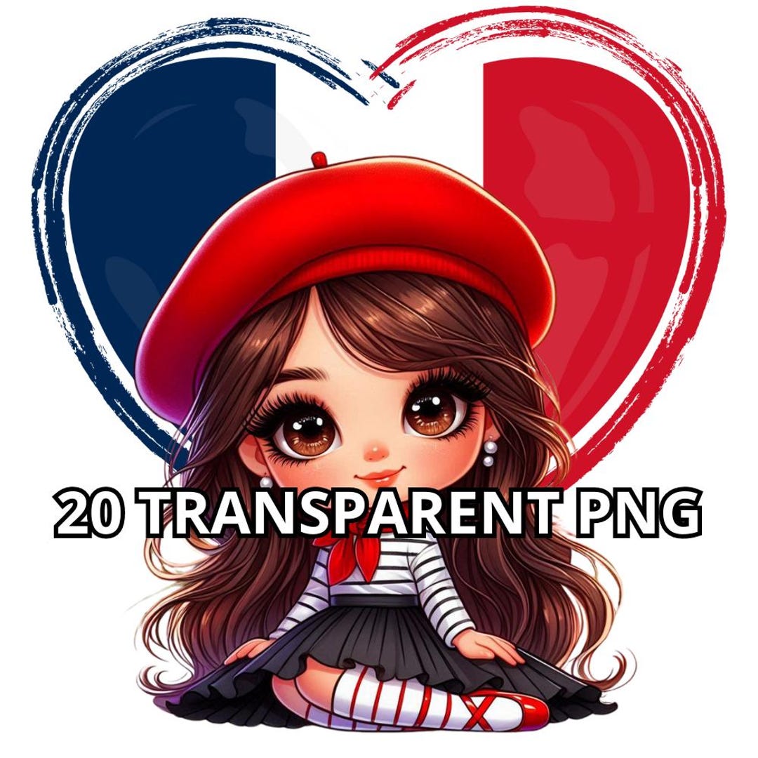 Chibi Cute French Brown Hair Baby Girl Clipart, 20 Png, France Png ...