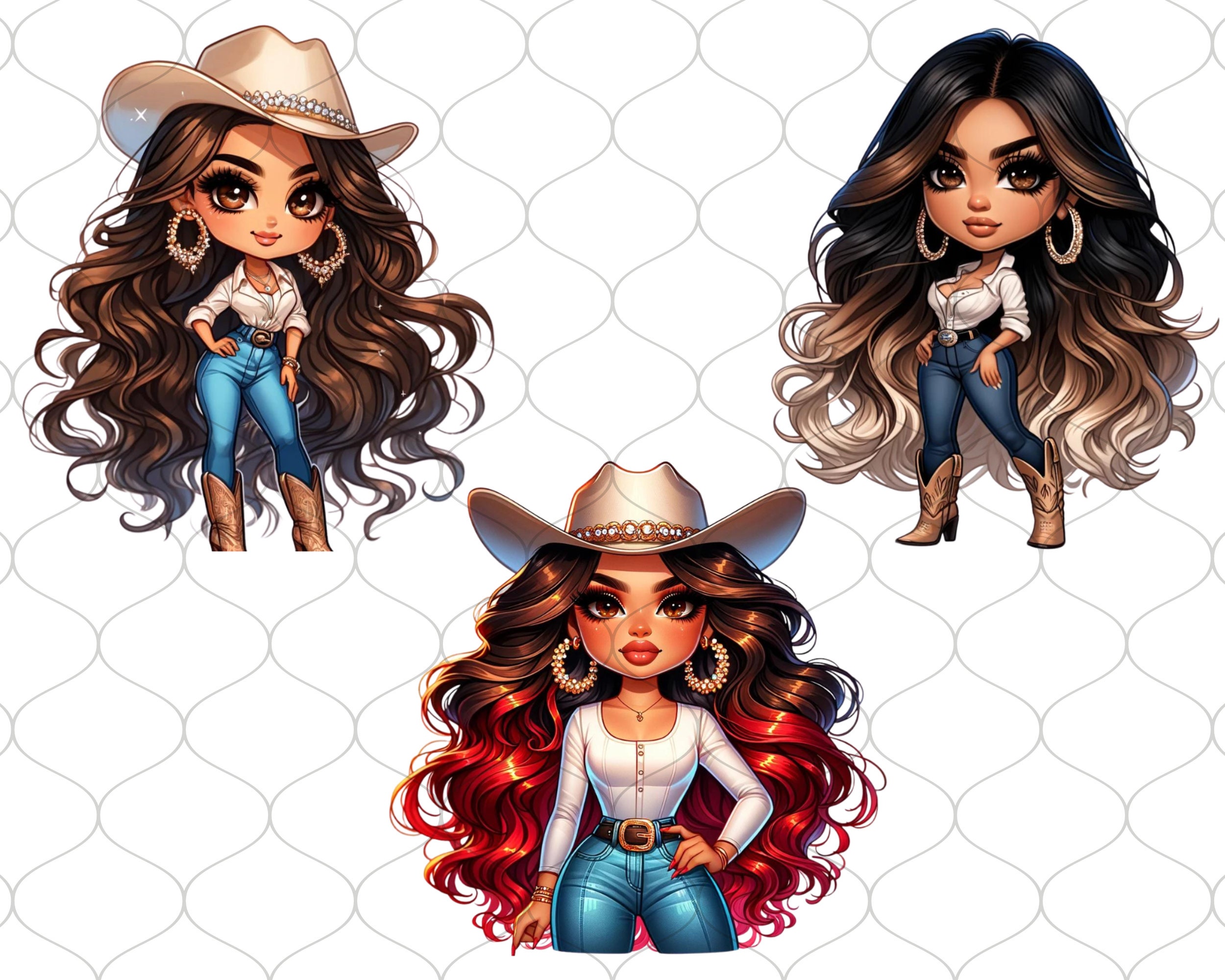 Gorgeous Chibi Latina Cowgirl, 50 Png, Western Girl Png, Cowgirl Png ...