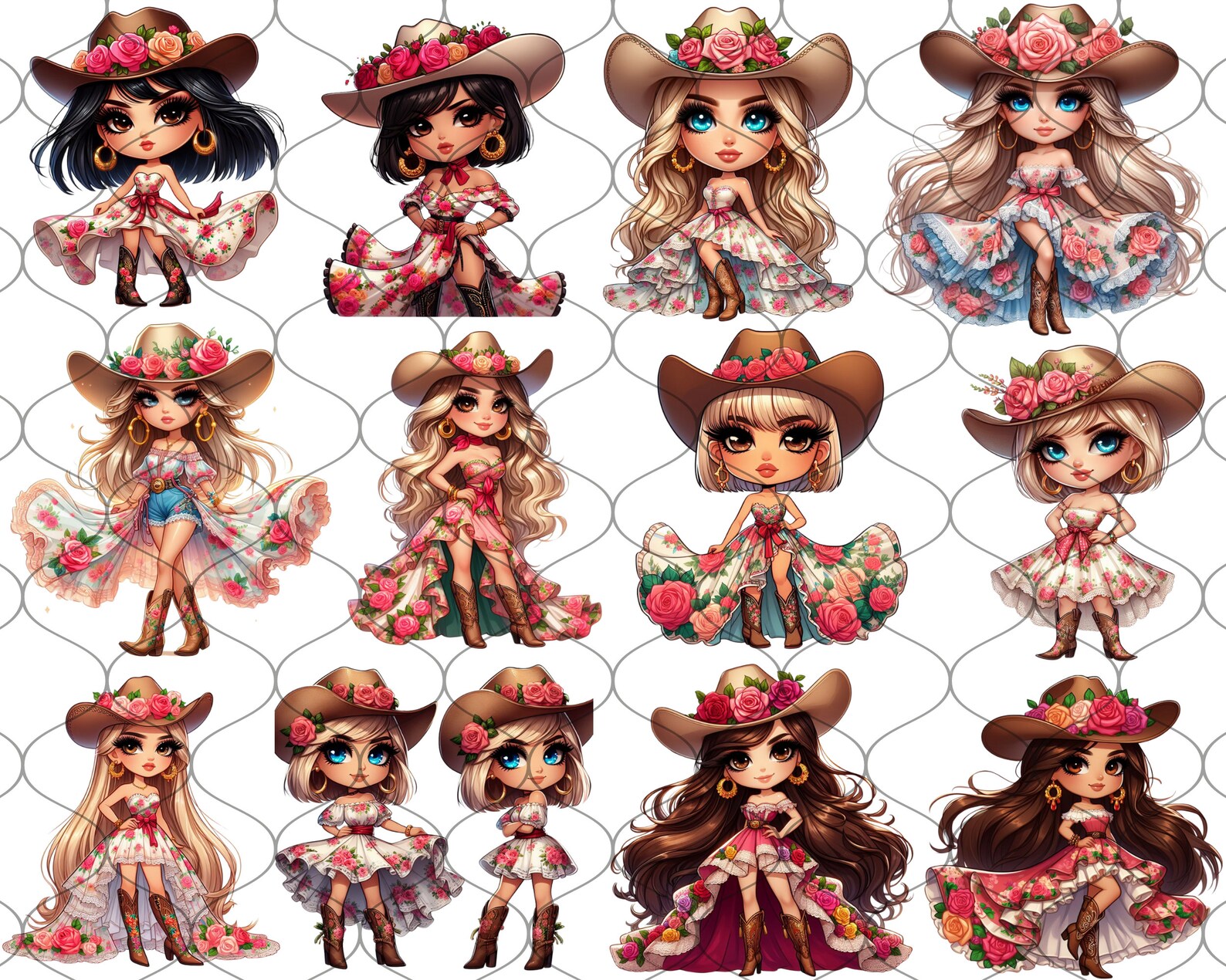 Beautiful Chibi Latina Cowgirl, 60 Png, Western Girl Png, Cowgirl Png ...