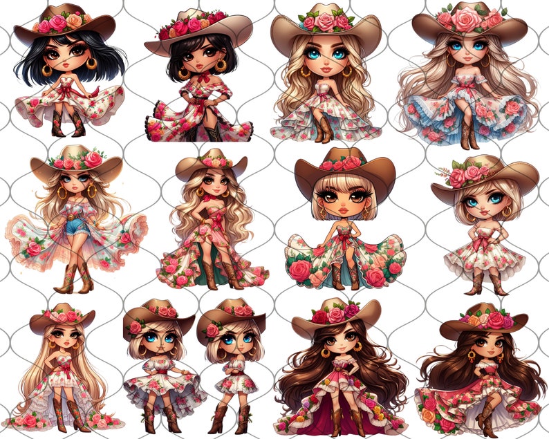 Beautiful Chibi Latina Cowgirl, 60 Png, Western Girl Png, Cowgirl Png ...