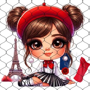 Chibi Cute French Brown Hair Baby Girl Clipart, 20 Png, France Png ...