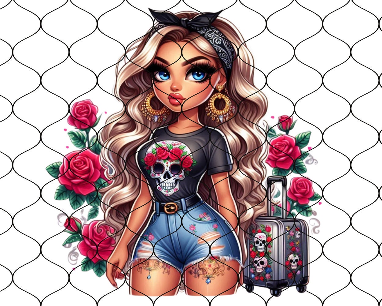 Chibi Travel Blonde Chicana, 30 PNG, Chicana Png, Travel Girl Clipart ...