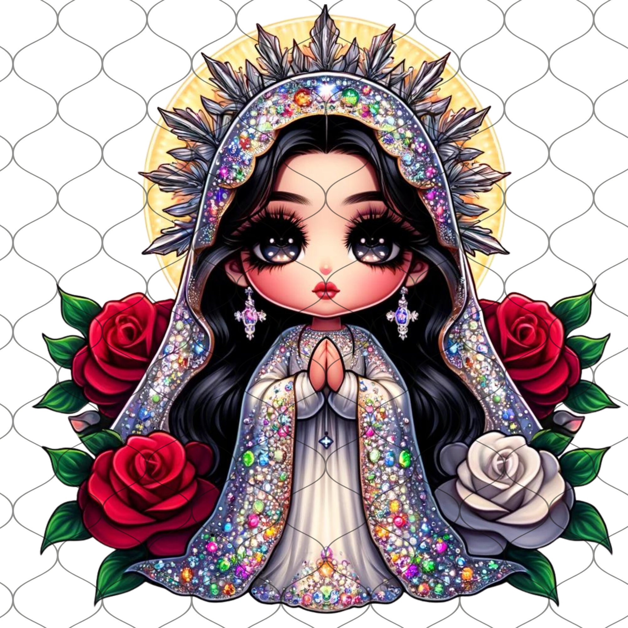 Chibi Cute Diamond Our Lady, 12 Png, Virgin Mary Png, Mother of God ...