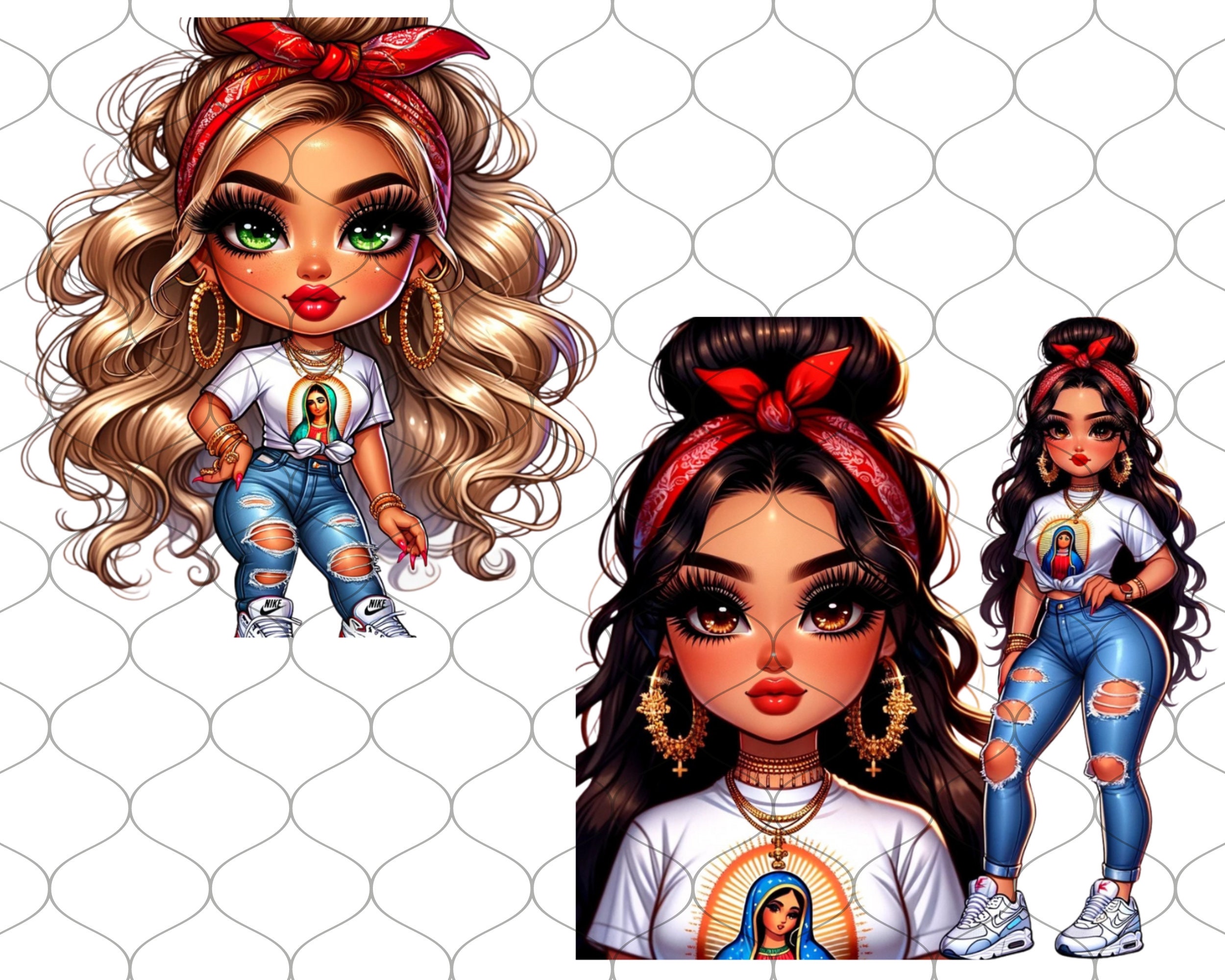 Chibi Cute Chicana Girl, 25 PNG, Chicana Clipart, Chibi Dolls Png ...
