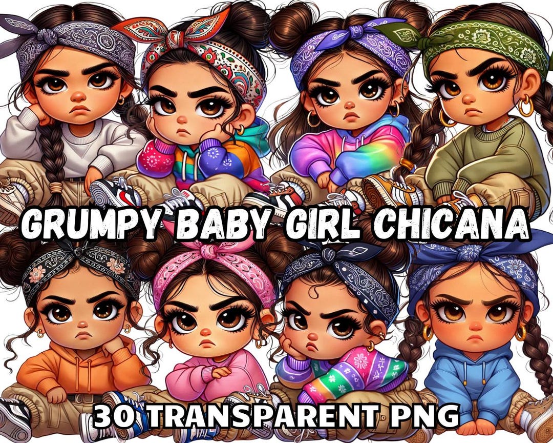 30 Grumpy Baby Girl Chicana, Chicana Clipart, Chibi Dolls Png, Chibi ...