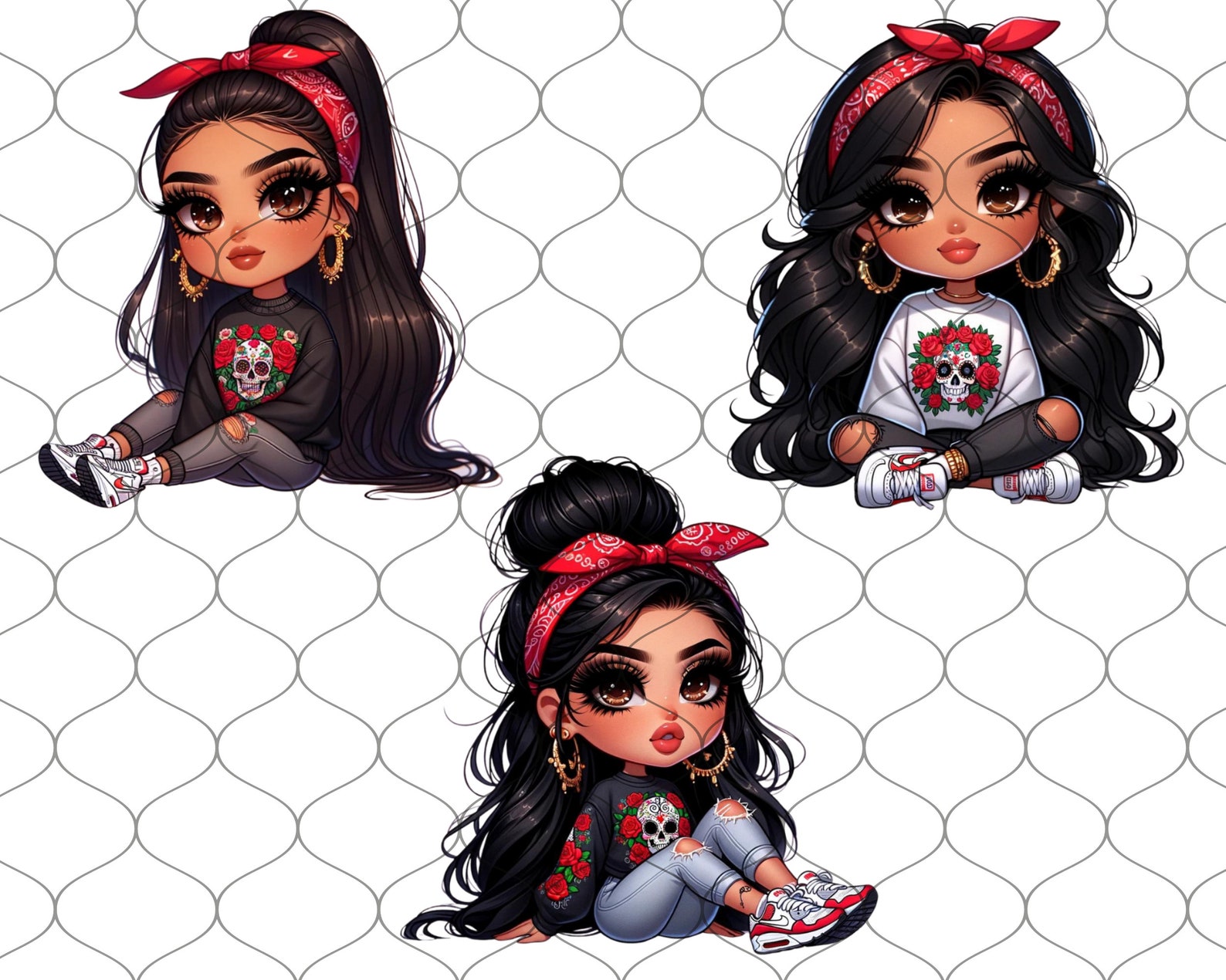 Chibi Cute Chicana Girl, 25 PNG, Chicana Clipart, Chibi Dolls Png ...