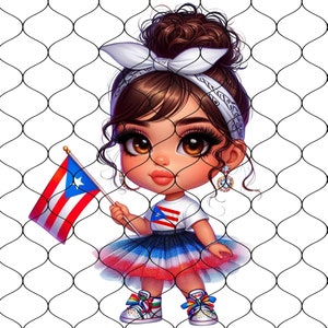 Chibi Cute Puerto Rican Baby Girl Png, 20 Png, Puerto Rican Png, Chibi ...