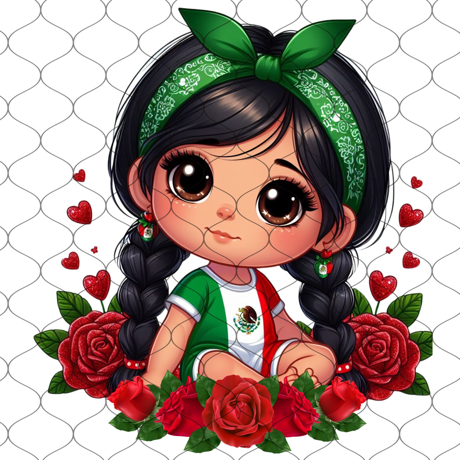 Super Cute Chibi Mexican Girl Clipart, 15 PNG, Latina Princess Clipart ...