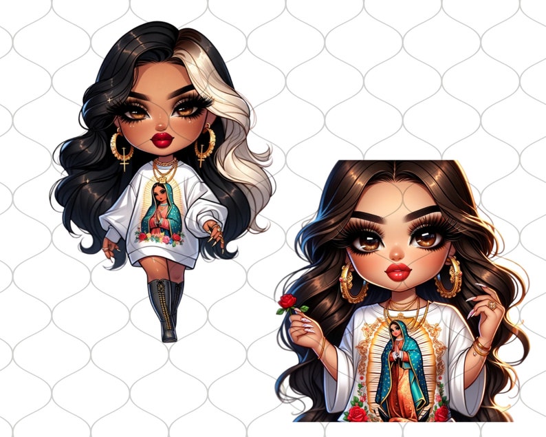 Chibi Chicana Woman, 26 Png, Chicana Clipart, Chibi Dolls Png, Chibi ...