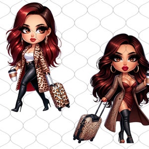 Chibi Travel Latina, 18 PNG, Chibi Style, Travel Girl Clipart, Girls ...
