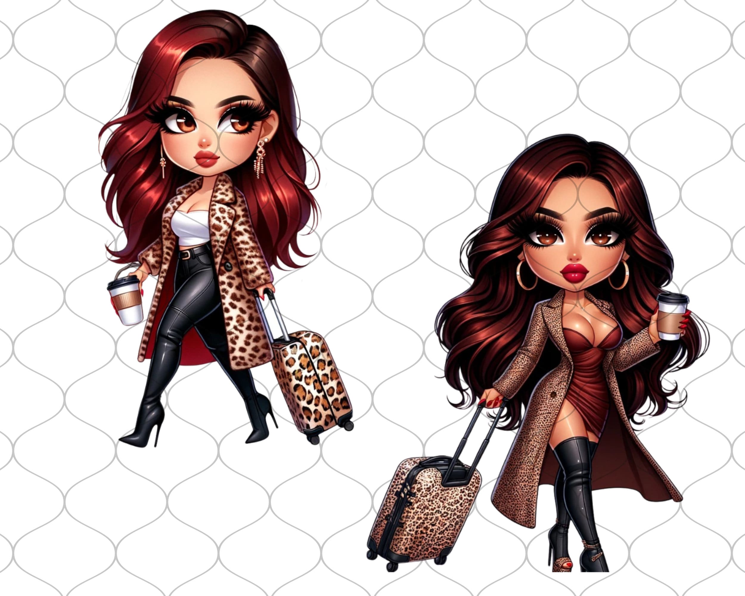 Chibi Travel Latina, 18 PNG, Chibi Style, Travel Girl Clipart, Girls ...