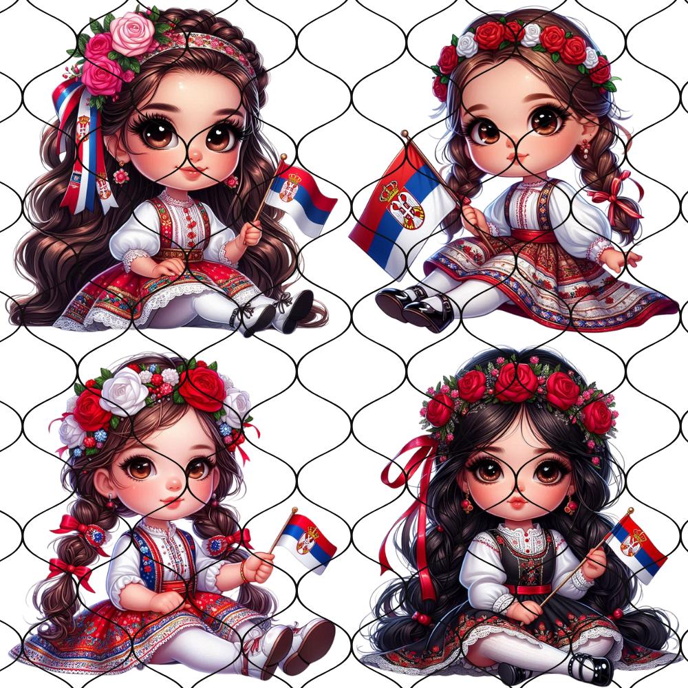 25 PNG Chibi Cute Serbian Baby Girl Set 2, Serbia Png, Serbian Girl ...