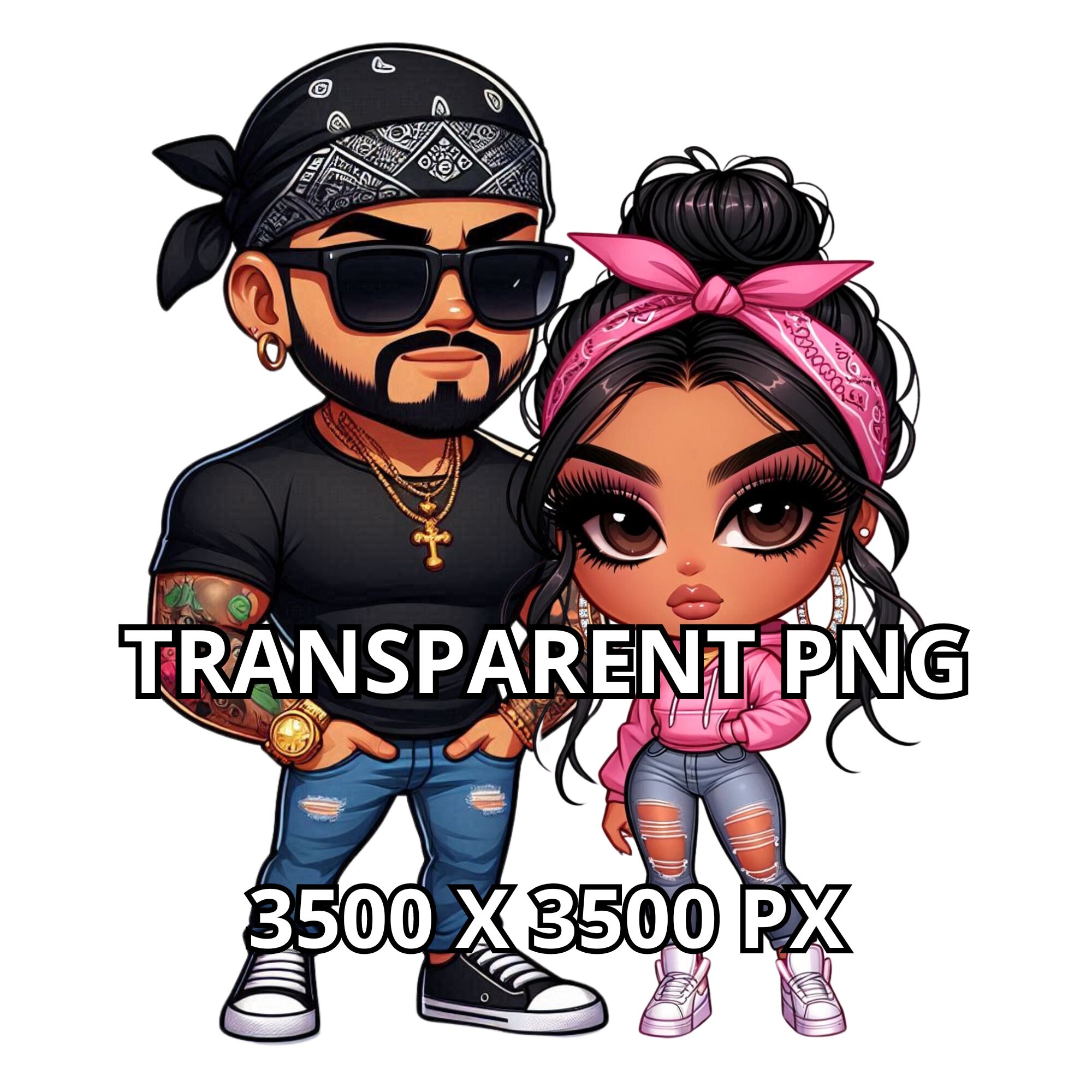 Chibi Chicano Couple Clipart, TRANSPARENT PNG, Latin Couple Png, Love ...