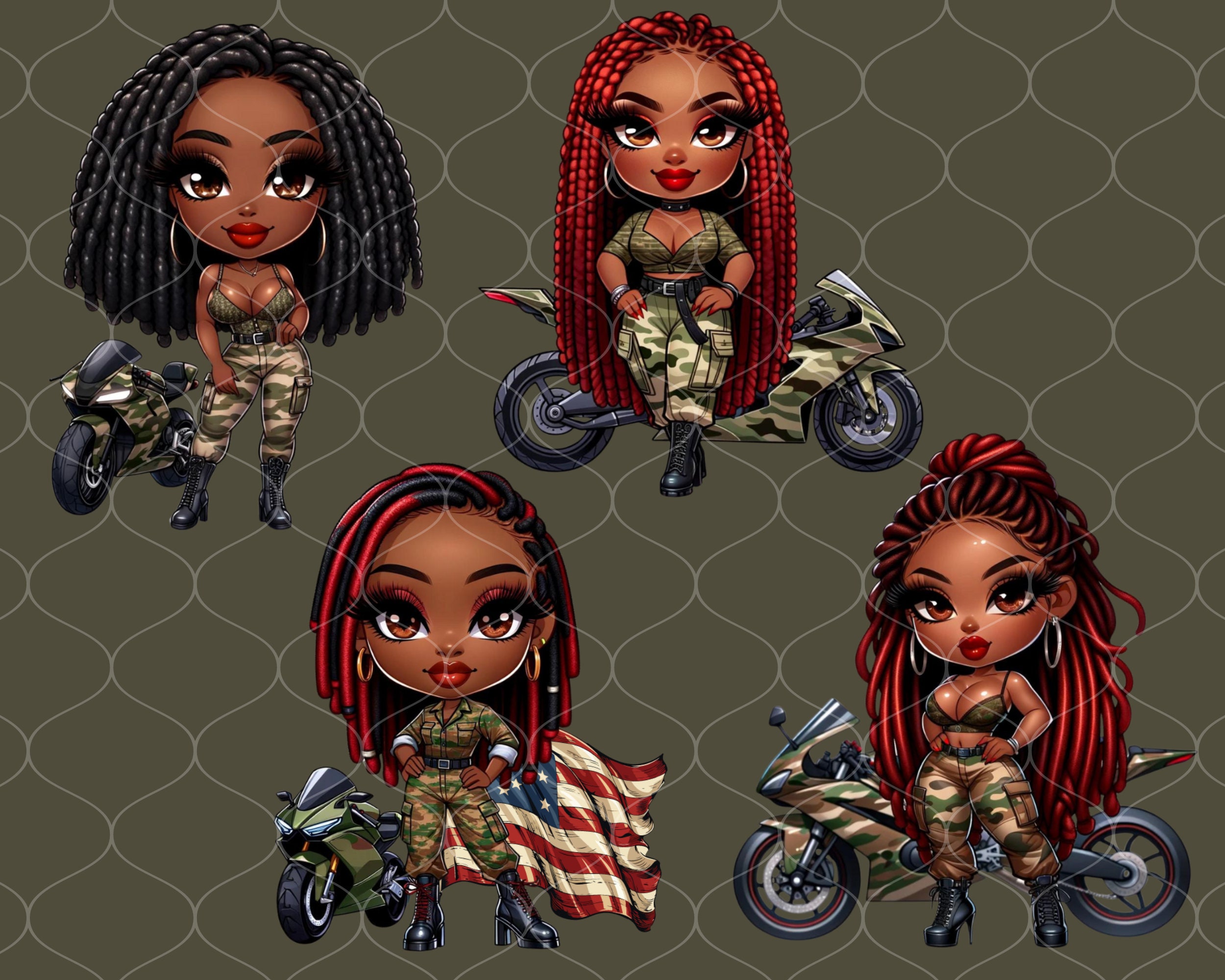 Chibi Army Girl, 30 PNG, Army Girl Clipart, Army Clipart, Military ...