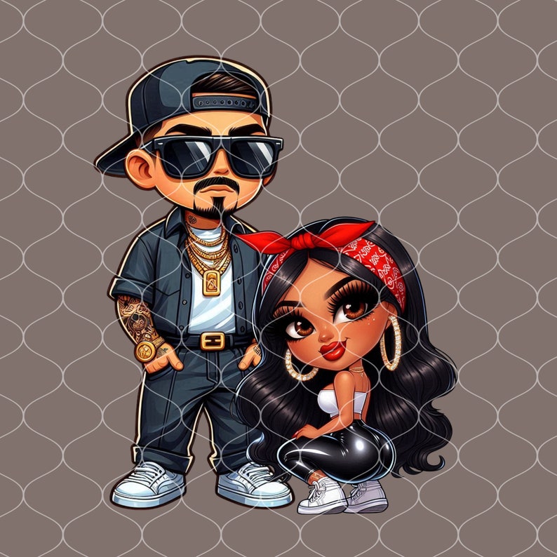 Chibi Chicano Couple Clipart, TRANSPARENT PNG, Latin Couple Png, Love ...