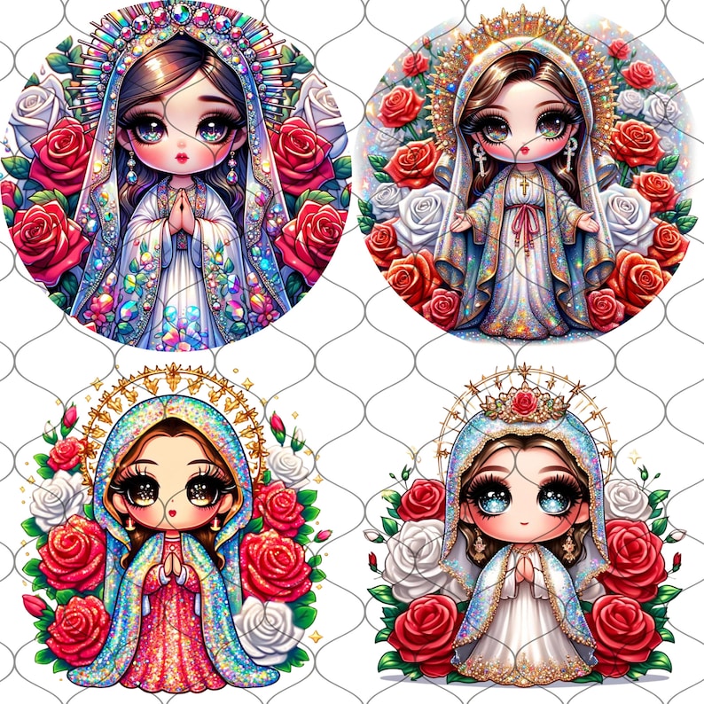 Chibi Cute Diamond Our Lady, 12 Png, Virgin Mary Png, Mother of God ...