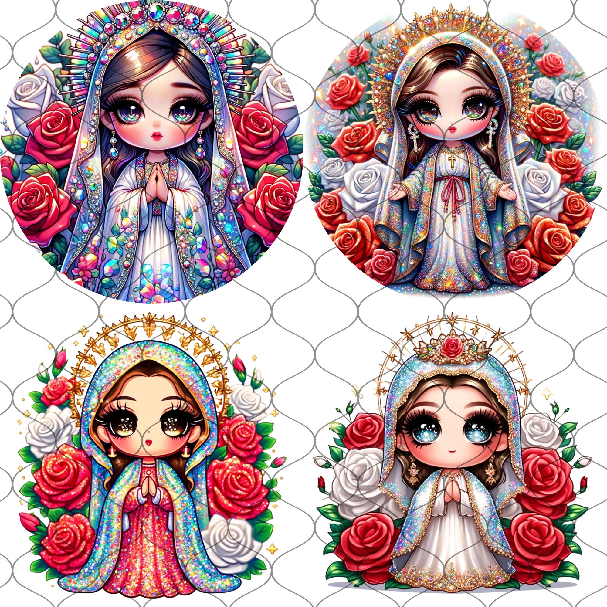 Chibi Cute Diamond Our Lady, 12 Png, Virgin Mary Png, Mother of God ...