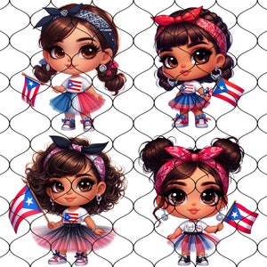 Chibi Cute Puerto Rican Baby Girl Png, 20 Png, Puerto Rican Png, Chibi ...