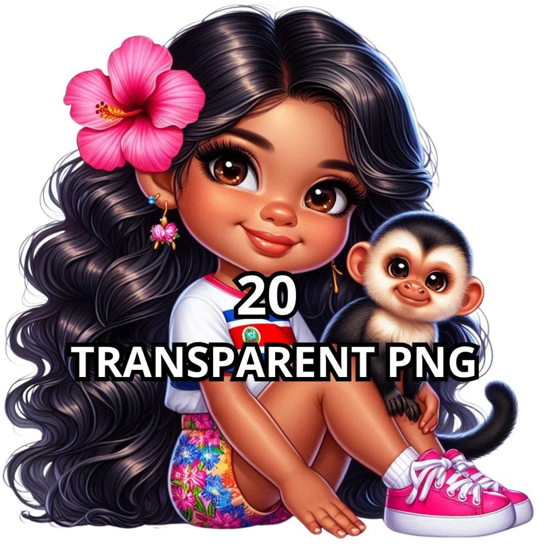 Chibi Cute Costa Rican Baby Girl Clipart, 20 Png, Costa Rican Girl Png ...