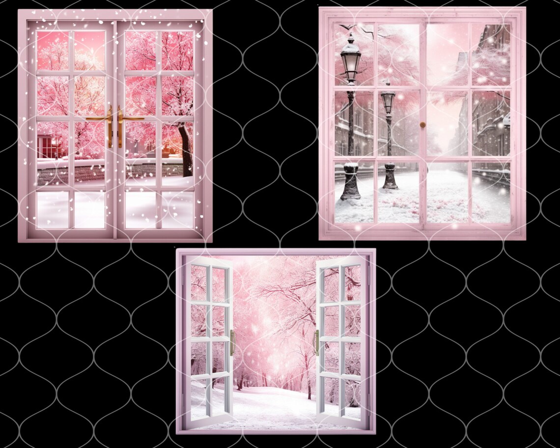 Pink Winter Window, 26 PNG, Winter Clipart, Window Clipart, Home ...