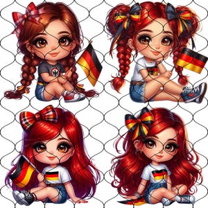 Chibi Cute German Red Hair Baby Girl Clipart, 25 PNG, Germany Png ...