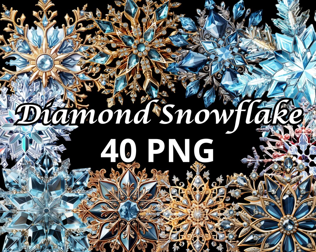 Diamond Snowflake, 40 PNG, Snowflake Png, Christmas Png, Snowflakes ...