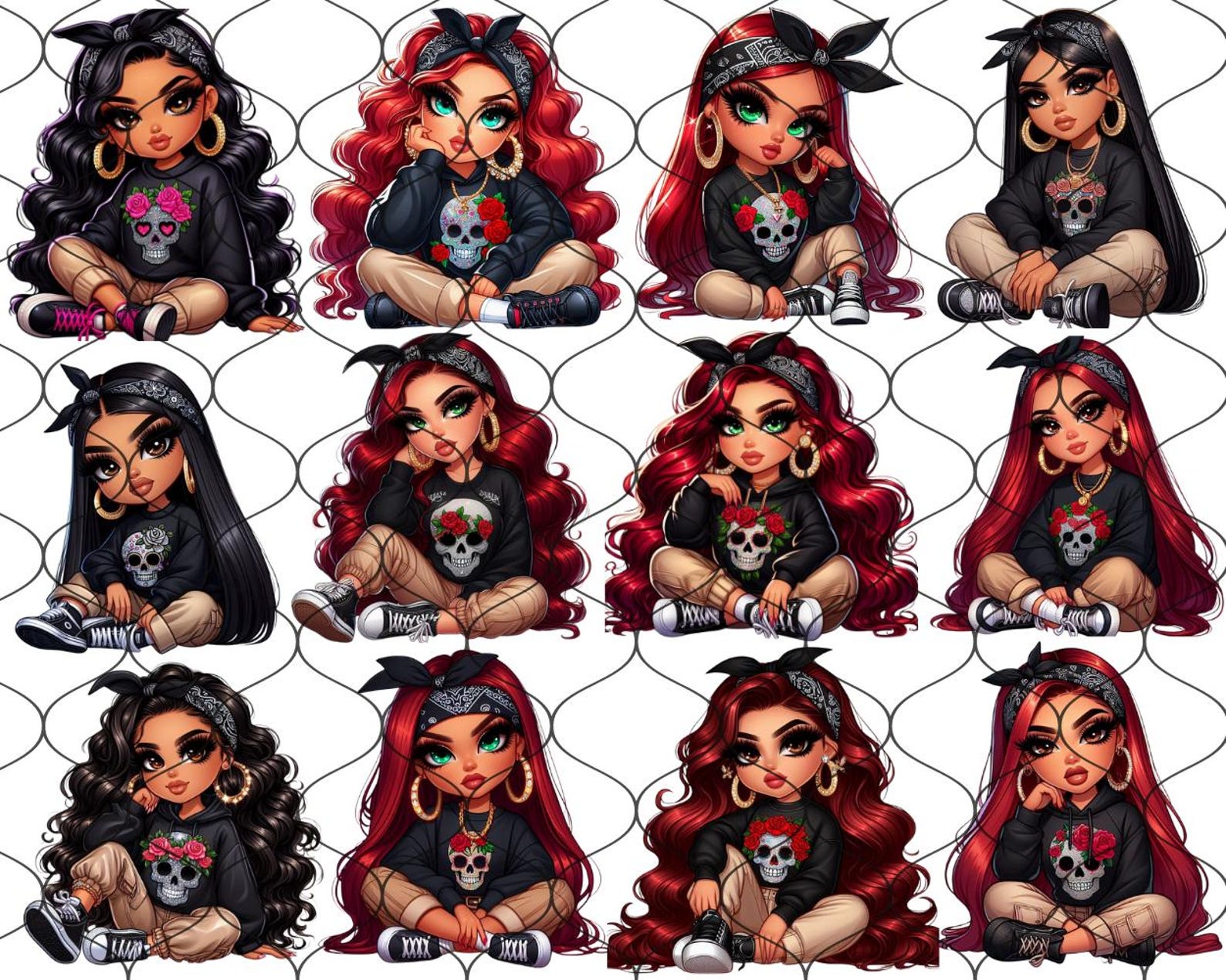 Chibi Cute Chicana Girl, 80 PNG, Chicana Clipart, Chibi Dolls Png ...