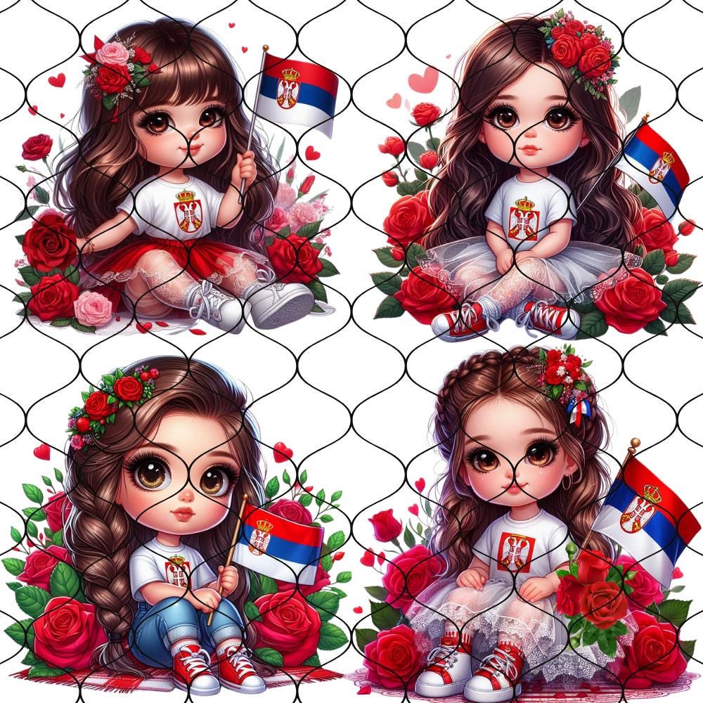 25 PNG Chibi Cute Serbian Baby Girl Set 1, Serbia Png, Serbian Girl ...