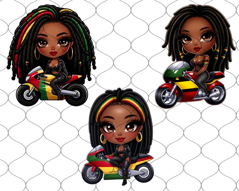 Chibi Rasta Biker, 20 Png, Black Girl Magic Png, Chibi African American ...
