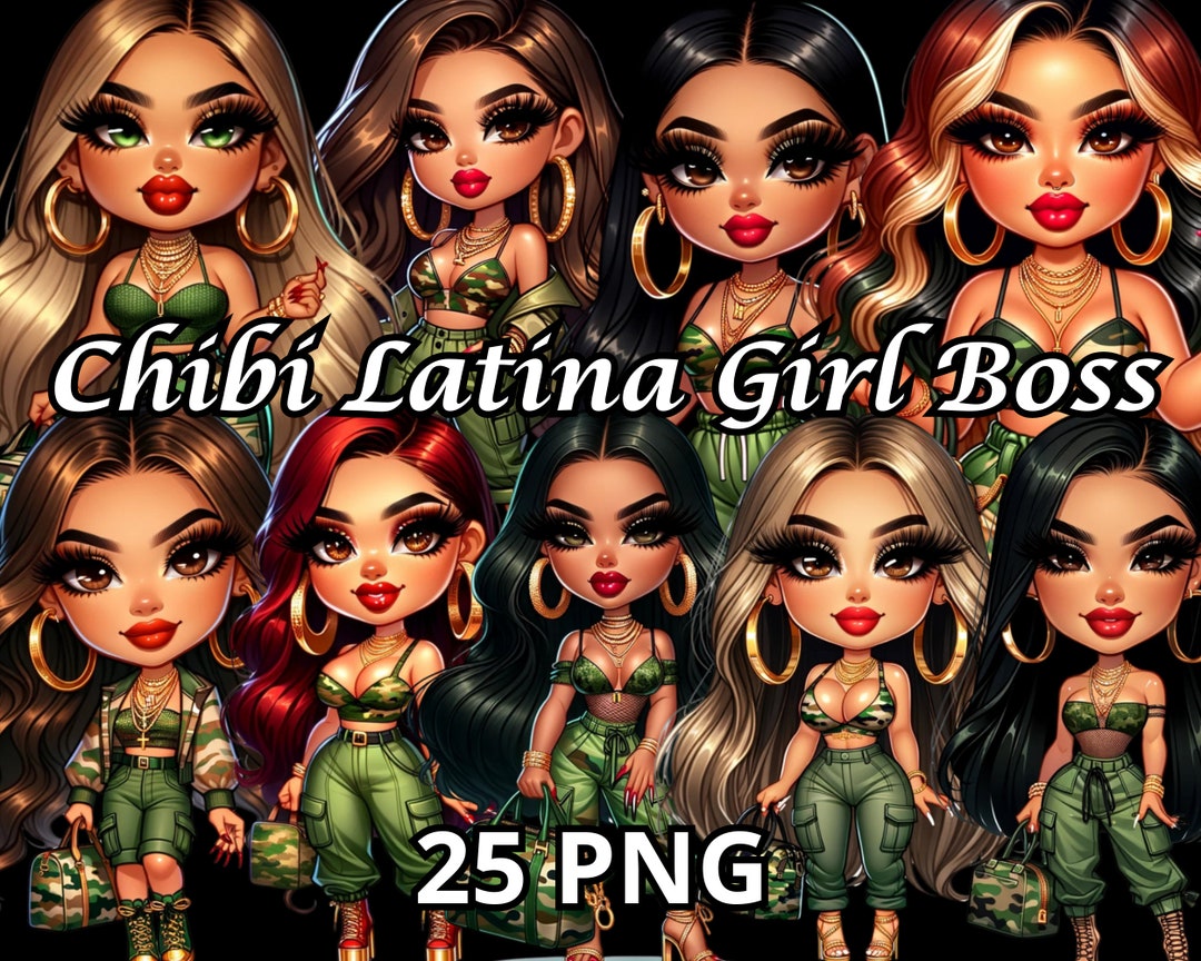 Chibi Latina Girl Boss, 25 PNG, Hot Latina Clipart, Chibi Hispanic ...