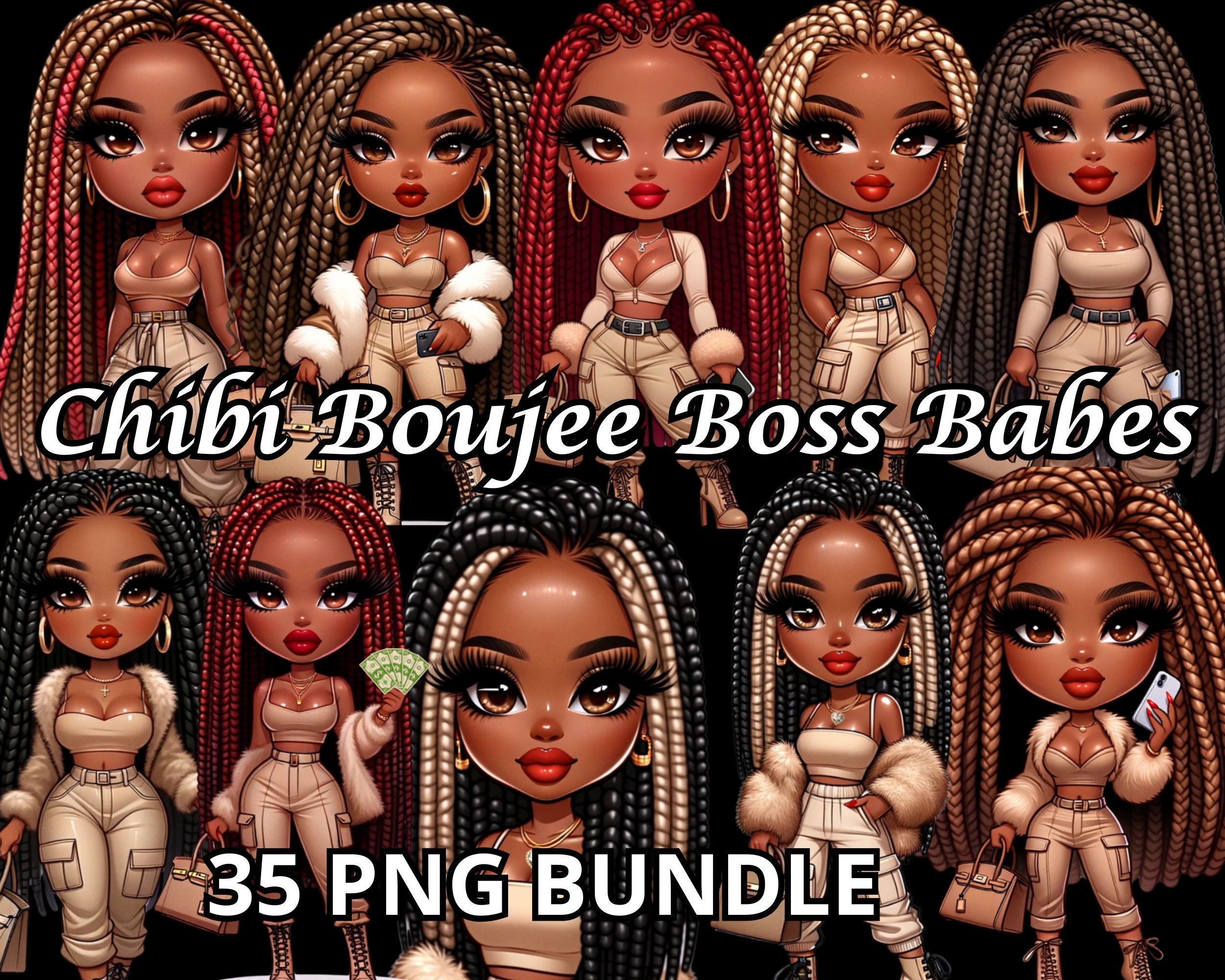 Chibi Boujee Boss Babes, 35 PNG, Girl Boss Clipart, Lady Boss Clipart ...
