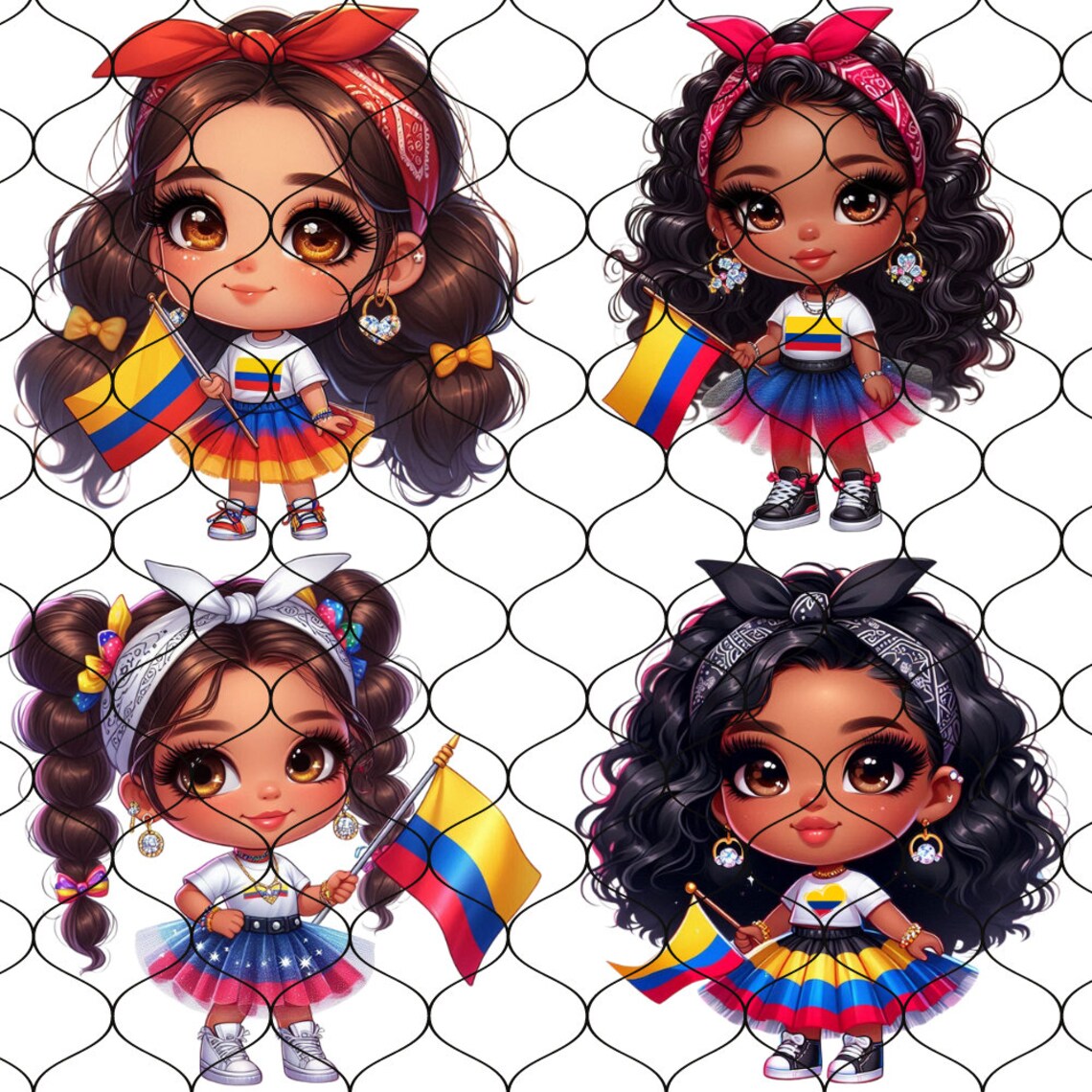 Chibi Cute Colombian Baby Girl Png, 20 Png, Colombian Girl, Proud ...