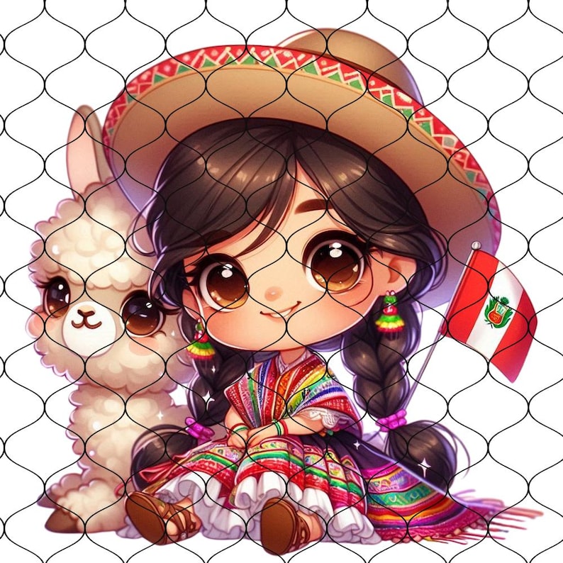 Super Cute Chibi Peruvian Baby Girl, 20 PNG, Proud Peruvian, Peruvian ...