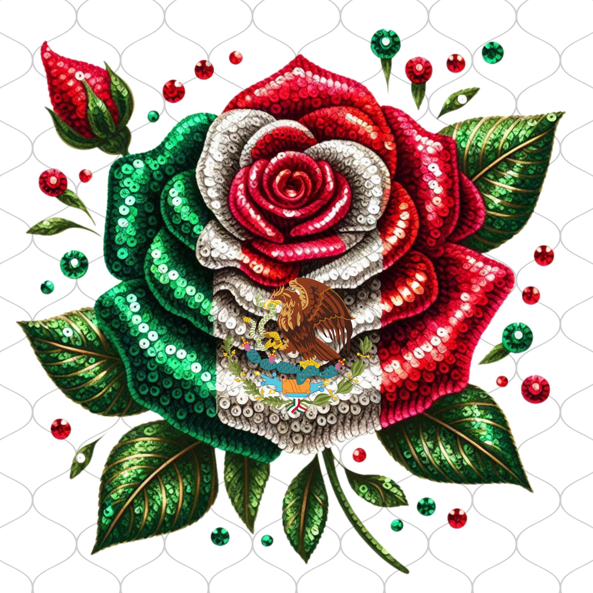 10 Mexican Embroidered Glitter Sequin Roses Png, Mexican Rose Png ...