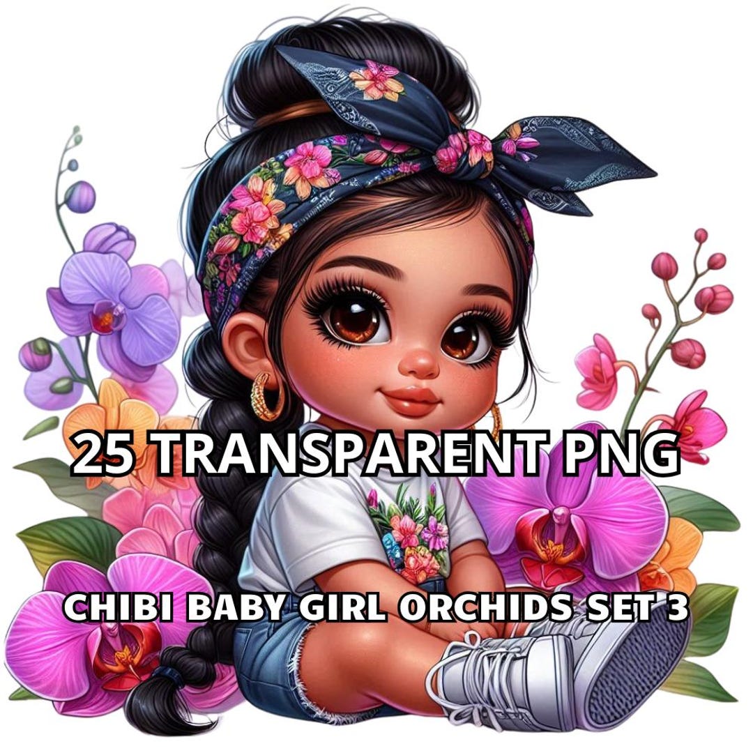 25 Chibi Baby Girl Orchids Set 3, Chibi Girl Clipart, Chibi Girl Png ...