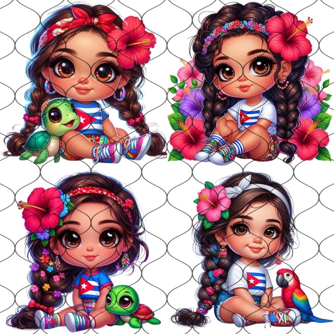 25 Chibi Super Cute Cuban Baby Girl Clipart, Cuban Baby Girl Png, Cuba ...