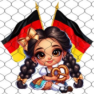 Chibi Cute German Black Hair Baby Girl Clipart, 20 Png, Germany Png ...