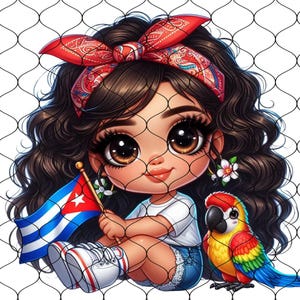 Chibi Cute Cuban Baby Girl Clipart, 20 PNG, Cuban Girl Png, Cuba Png ...