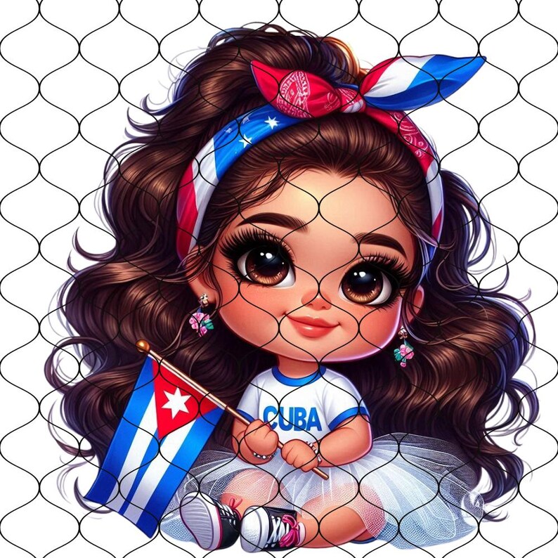 Chibi Cute Cuban Baby Girl Clipart, 20 PNG, Cuban Girl Png, Cuba Png ...