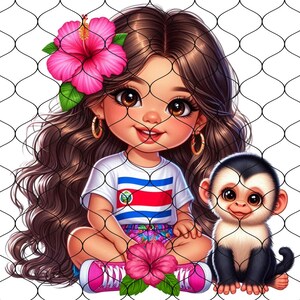 Chibi Cute Costa Rican Baby Girl Clipart, 20 Png, Costa Rican Girl Png ...
