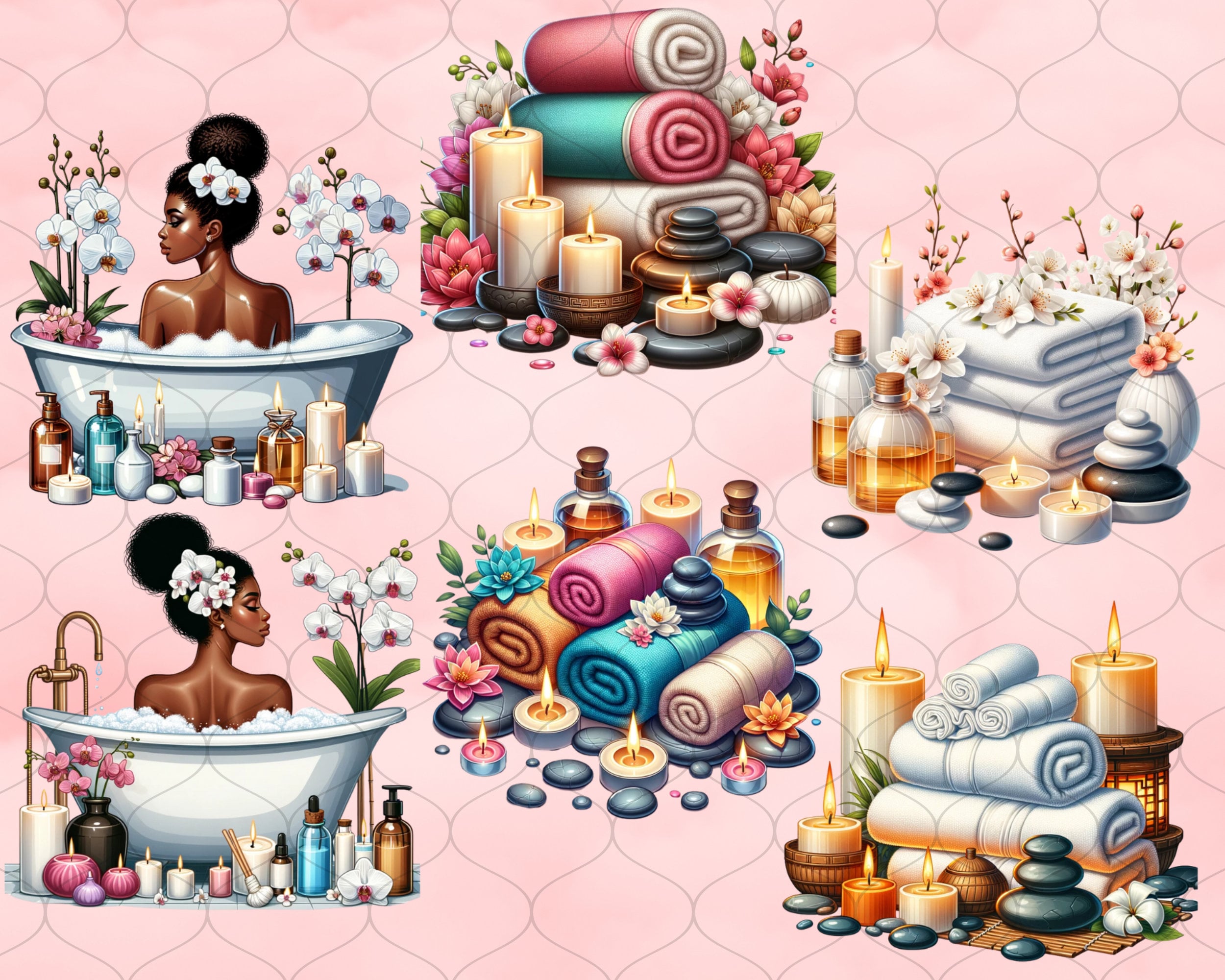 Spa Day Clipart, 50 PNG, Relaxation Clipart, Health Clipart, Wellness ...